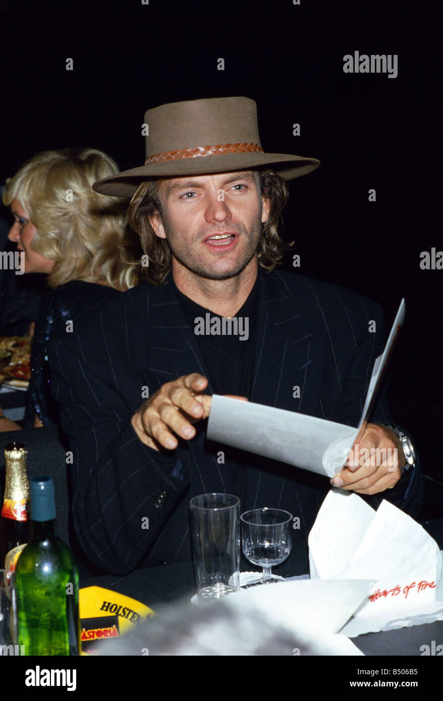 Sting October 1987 at the premiere of Hearts of Fire at the Odeon ...