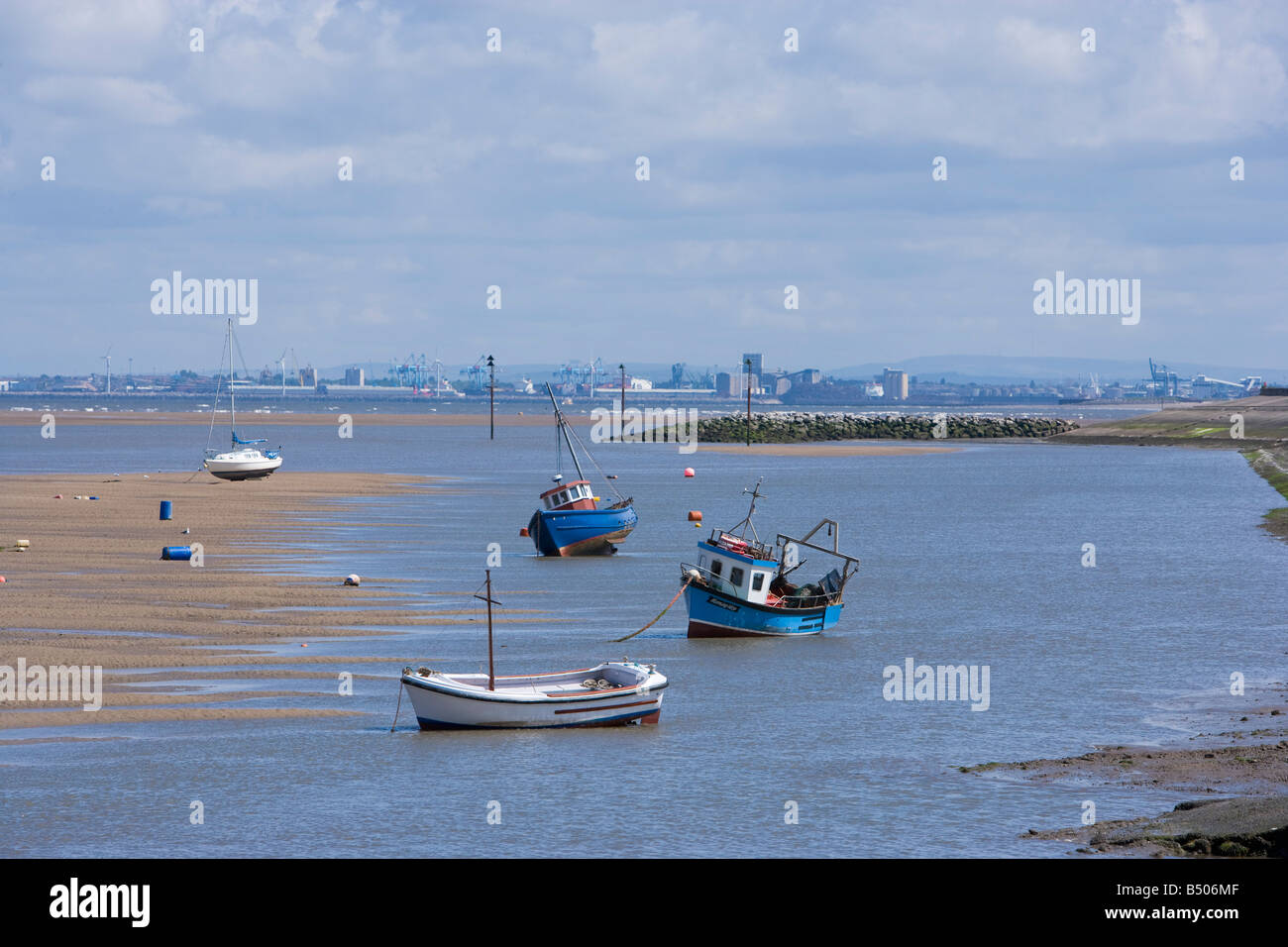fishing boats in sea off West Kirby, Wirral Stock Photo - Alamy