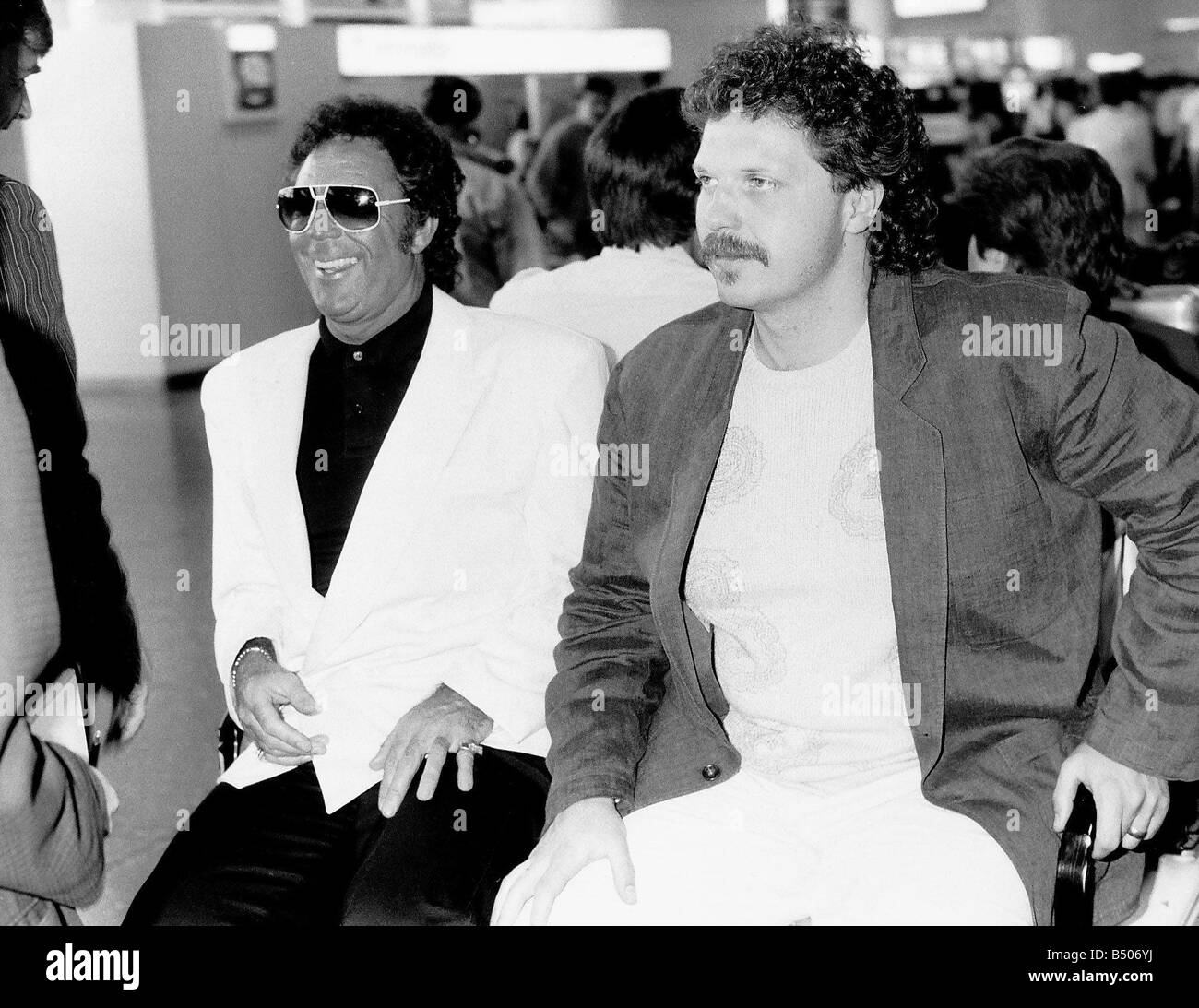 Tom Jones the singer at Heathrow airport with son Stock Photo - Alamy