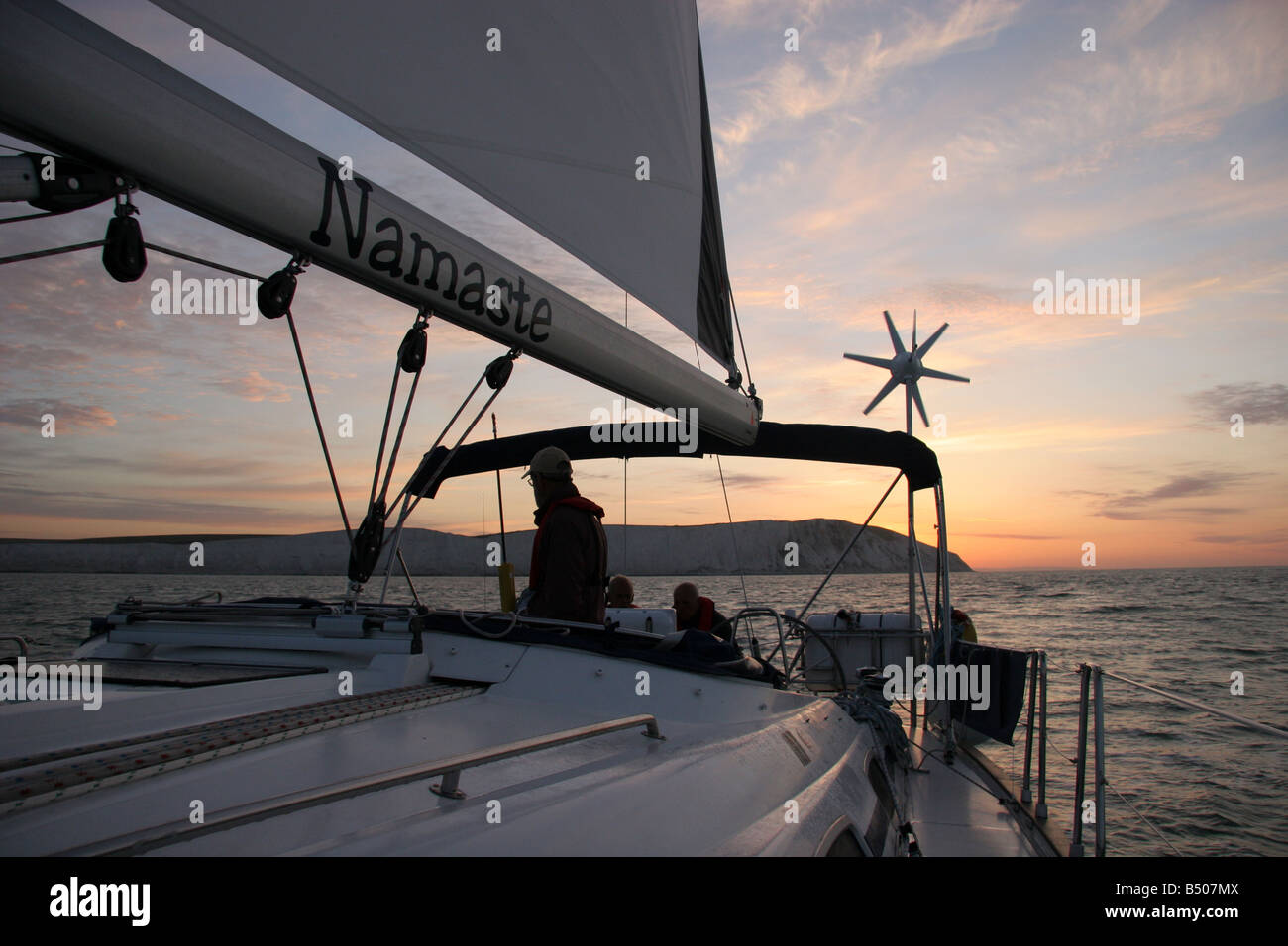 Yacht Namaste sailing in the English channel just of the white cliffs ...
