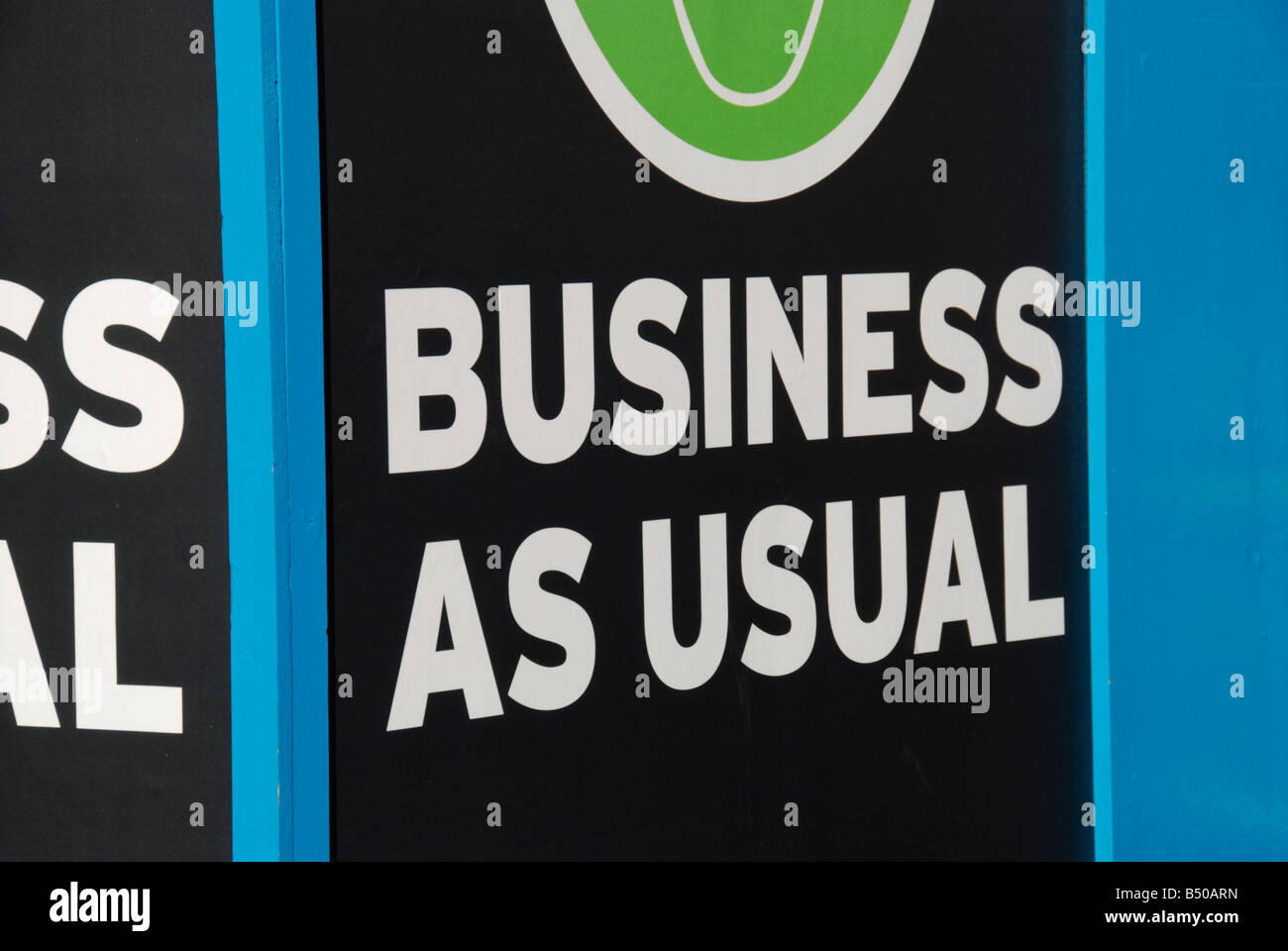 Business as usual sign Stock Photo - Alamy