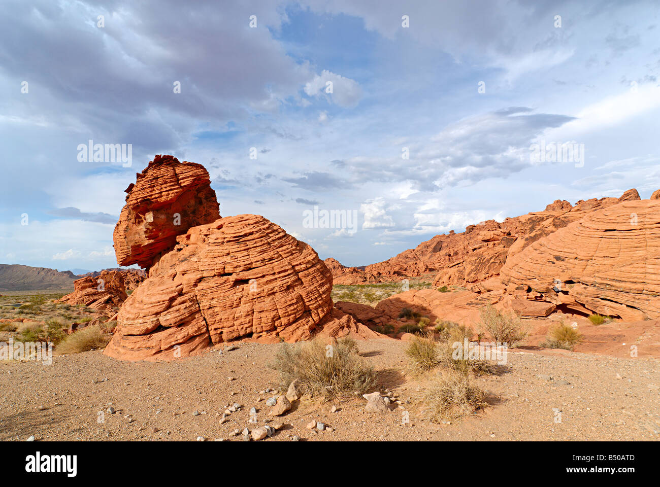 Beehive rock formation under a stormy sky in Nevada's Valley of Fire ...