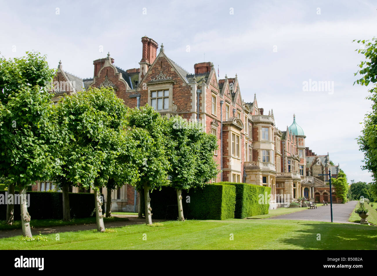 The bleached lime avenue on the north elevation of Sandringham House ...