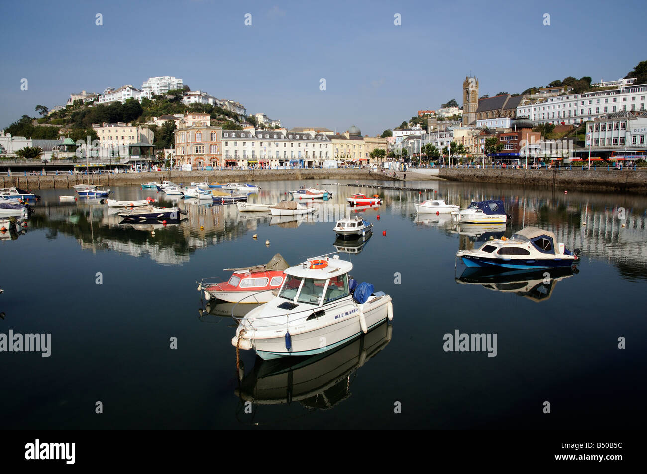 Torquay seaside town on English Riviera Devon England Boating marina on ...