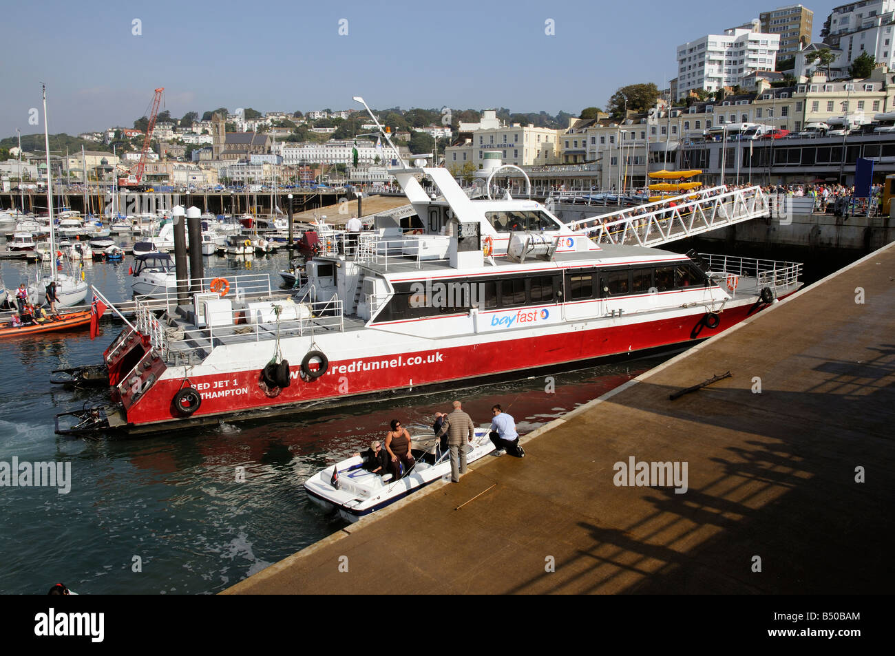 Torquay seaside town on English Riviera Devon England Boating marina on ...