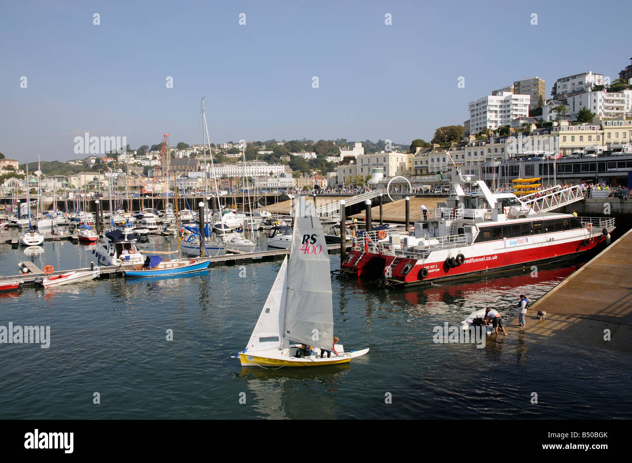 Torquay seaside town on English Riviera Devon England Boating marina on ...