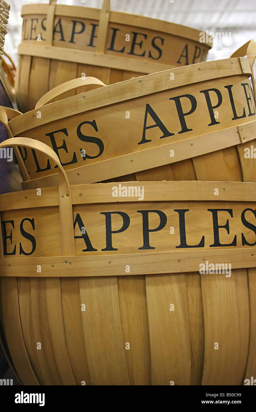 A Stack of empty wooden apple baskets Stock Photo - Alamy