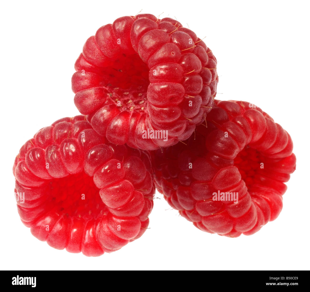 THREE FRESH HULLED RASPBERRIES CUT OUT Stock Photo - Alamy