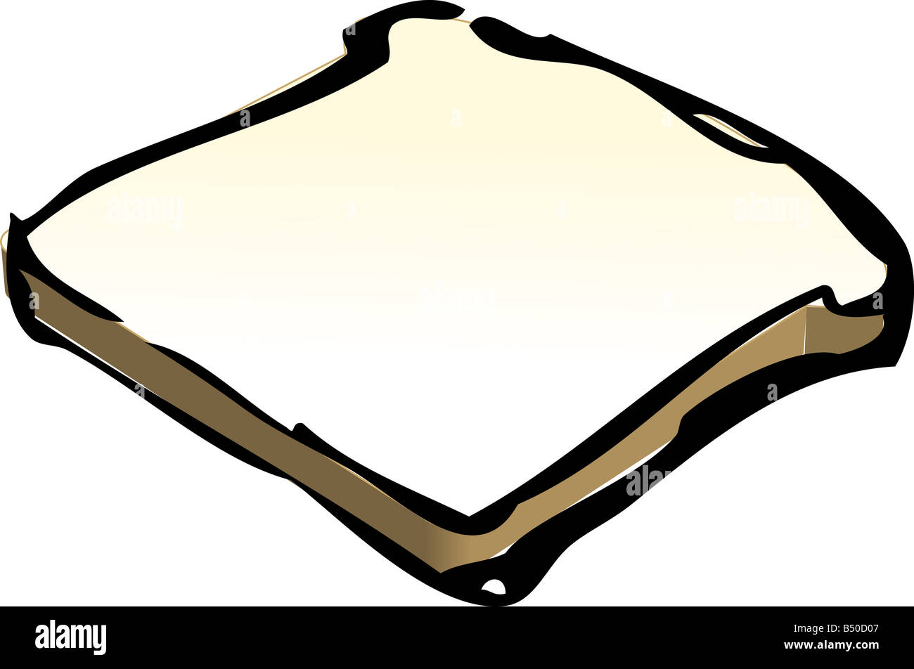 Slice of white bread isometric illustration lineart sketch hand drawn ...