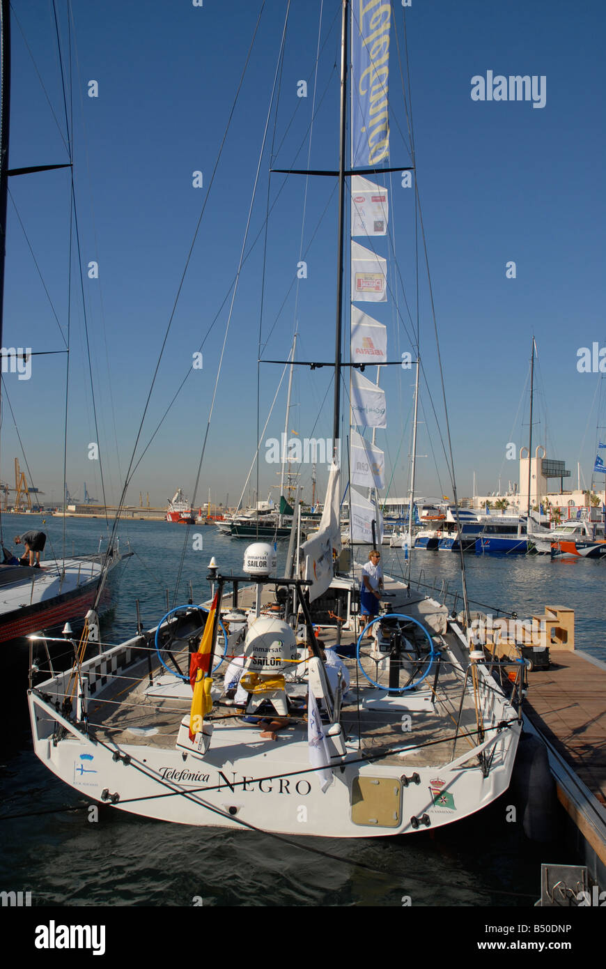 Telefonica Negro VO70 class yacht in port prior to start of Volvo Ocean ...
