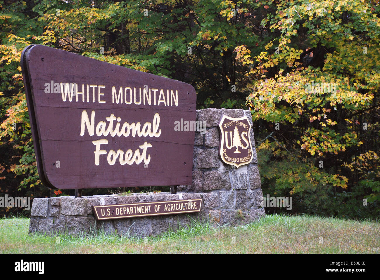 National Forest sign, White Mountains, New Hampshire Stock Photo - Alamy