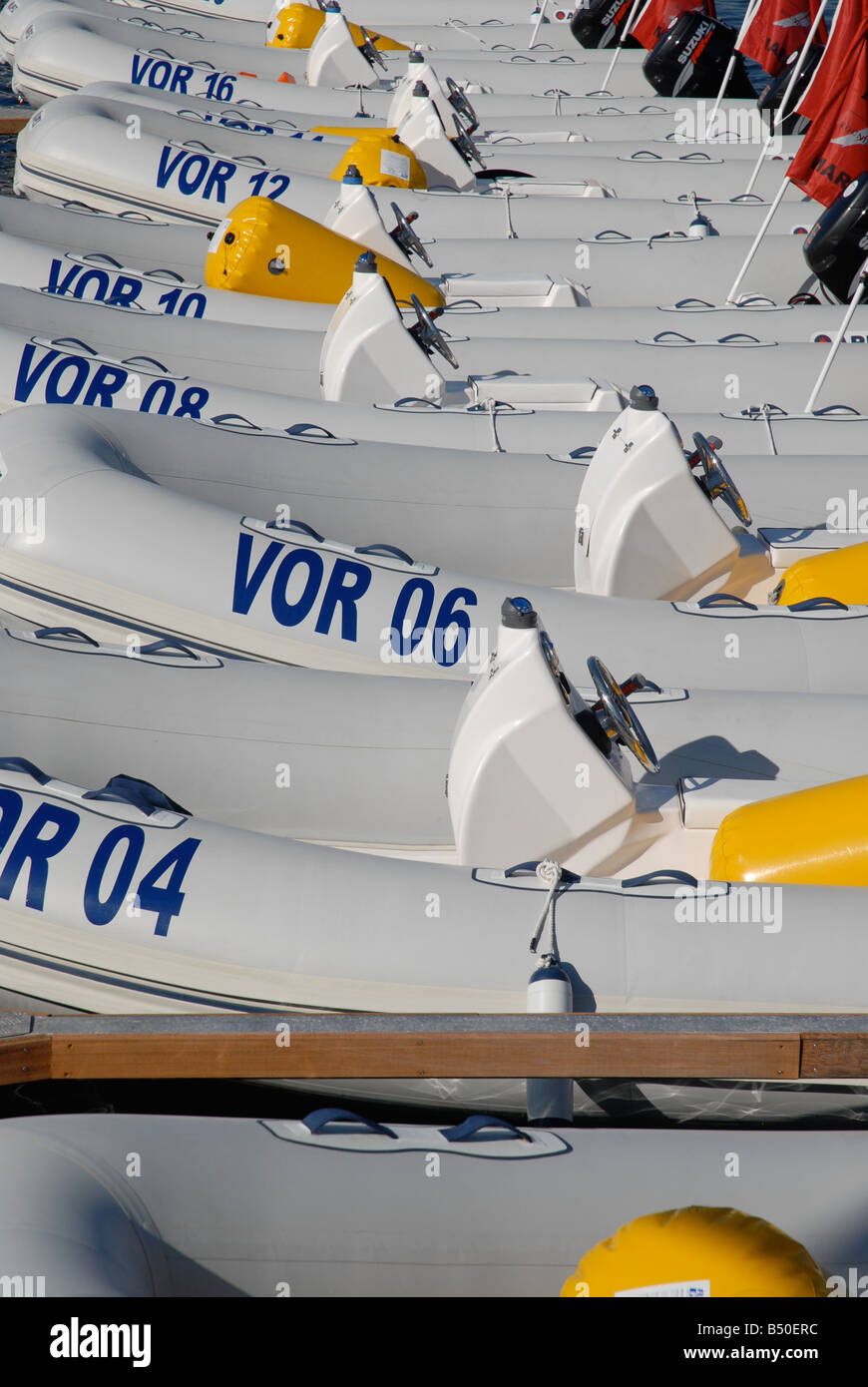 Rigid Inflatable Boats, "RIB's", prior to race start, Volvo Ocean Race ...