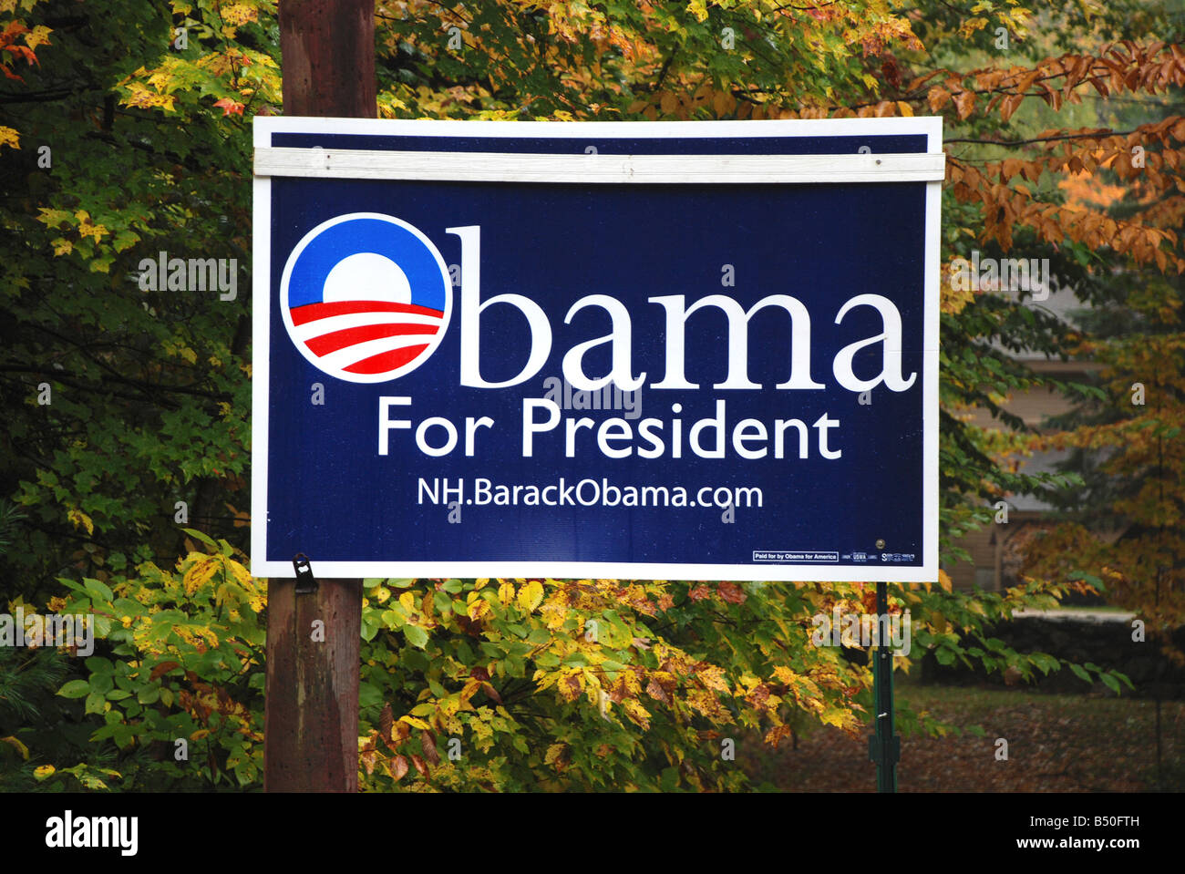 Barack Obama presidential election poster in front garden of supporters ...