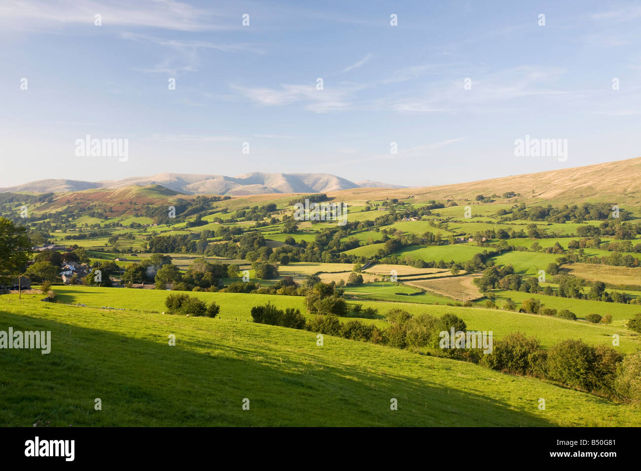The Howgill hills from Dentdale in the Yorkshire Dales National Park UK ...