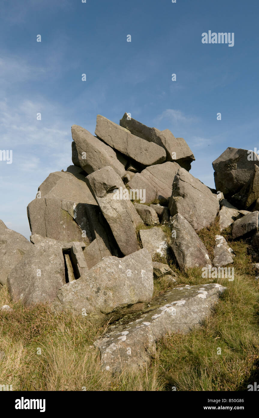 Carn Menyn Carn Meini hilltop rocky shattered granite dolerite outcrop ...