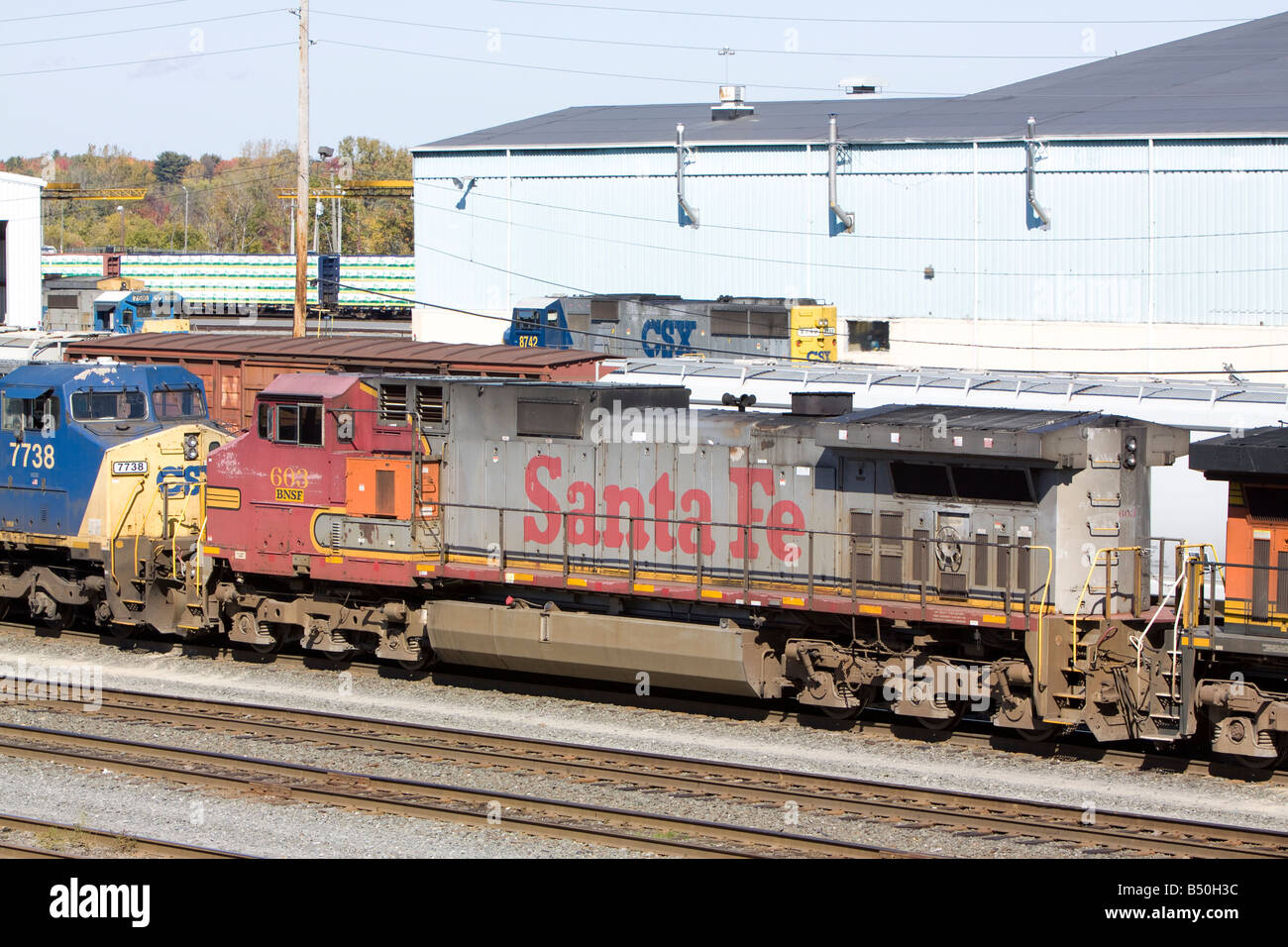 A BNSF General Electric c44-9w diesel locomotive at the CSX railroad yard at Selkirk, NY Stock ...