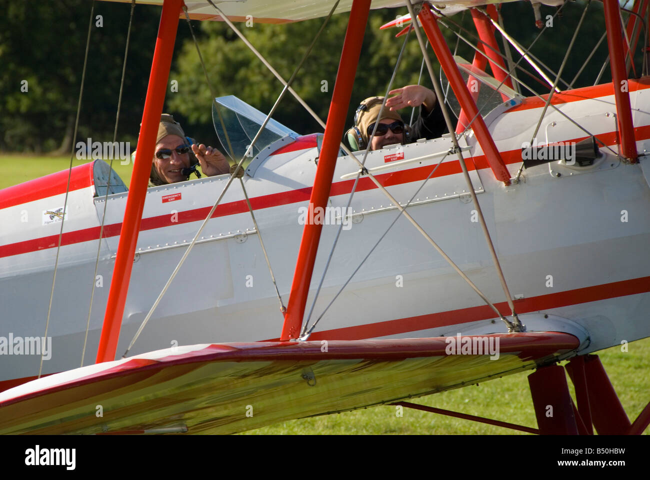 Pilots aboard Stampe SV4C aircraft G-OODE Stock Photo - Alamy