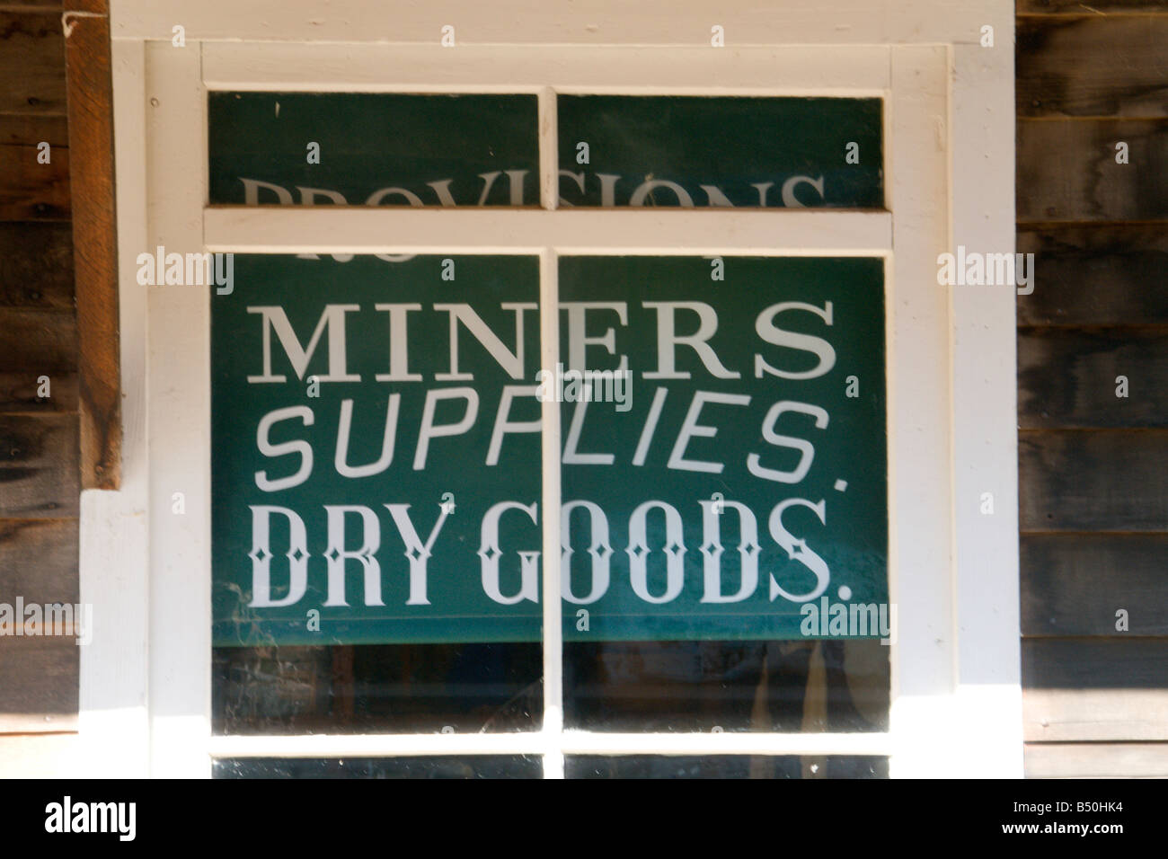 Sign on Main Street building window, Columbia State Historic Park ...