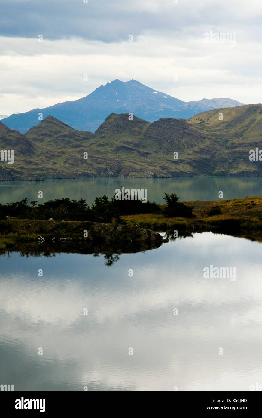 Lakes mountains countryside Torres Del Paine, Patagonia, Chile Stock ...