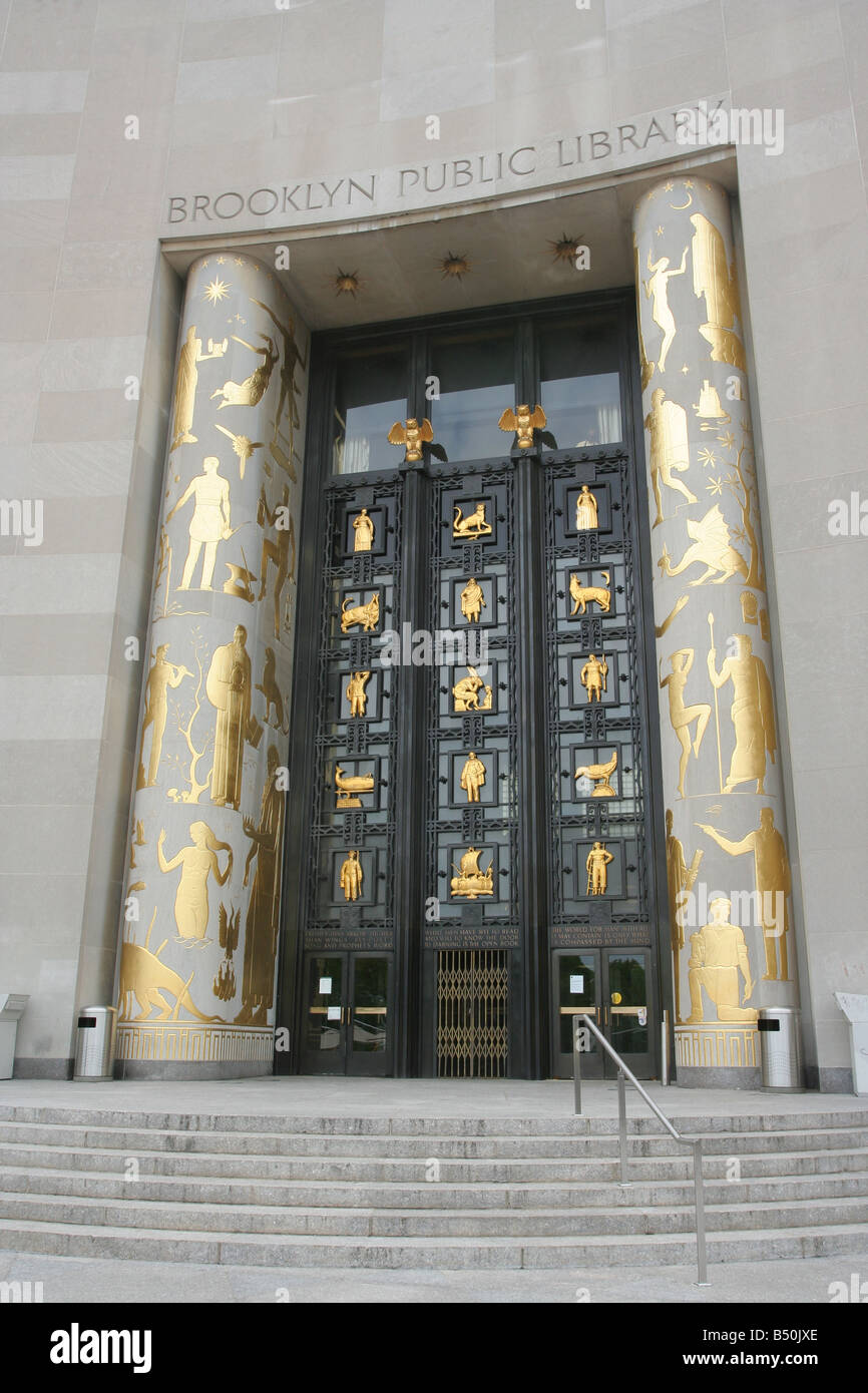The entrance into the Brooklyn Library main branch Stock Photo - Alamy