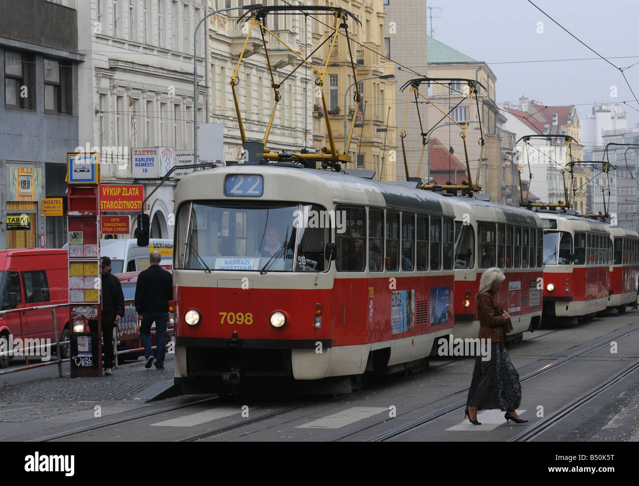 Tram at Charles Square, Karlovo Namesti, prague, Czech Republic Stock ...