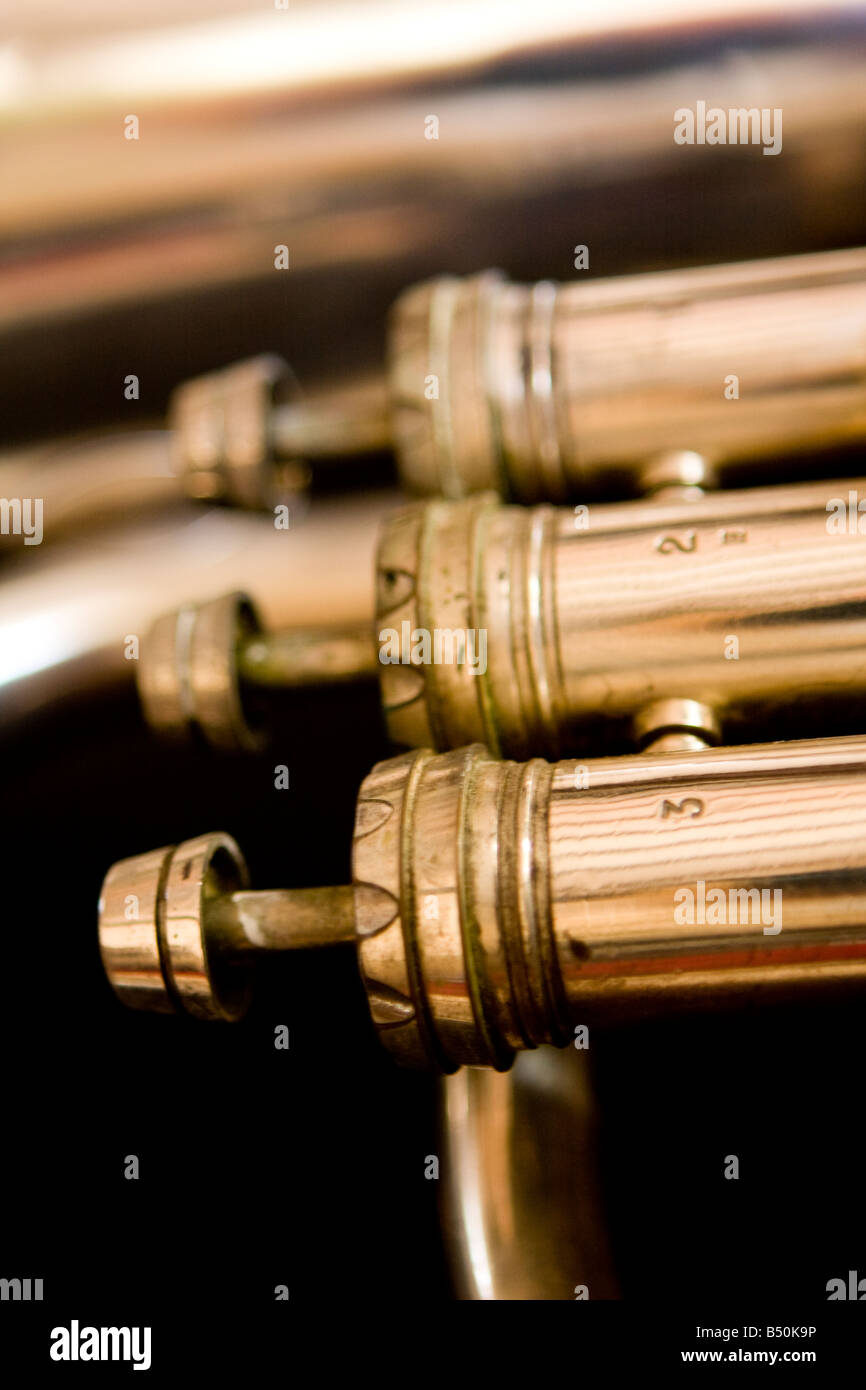 Euphonium valves brass band Stock Photo - Alamy