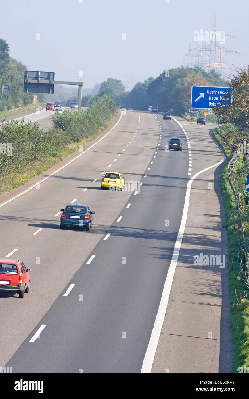 cars on a three lane autobahn oberhausen germany adobe RGB Stock Photo ...
