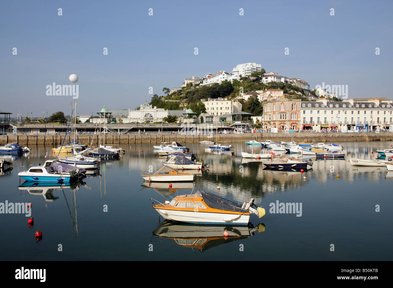 Torquay seaside town on English Riviera Devon England Boating marina on ...