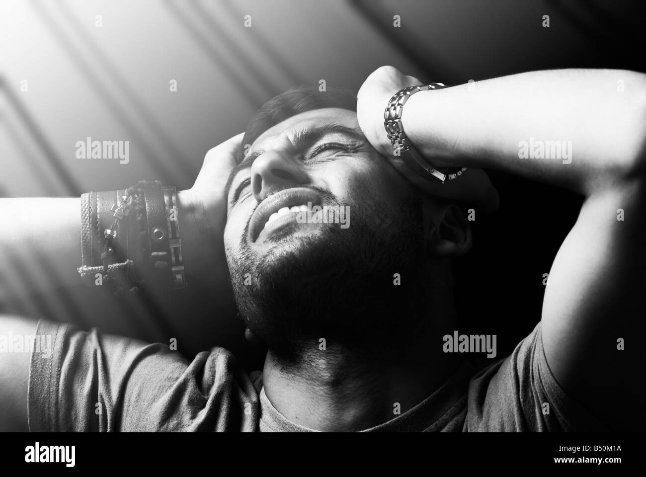 Man light hair in Black and White Stock Photos & Images - Alamy