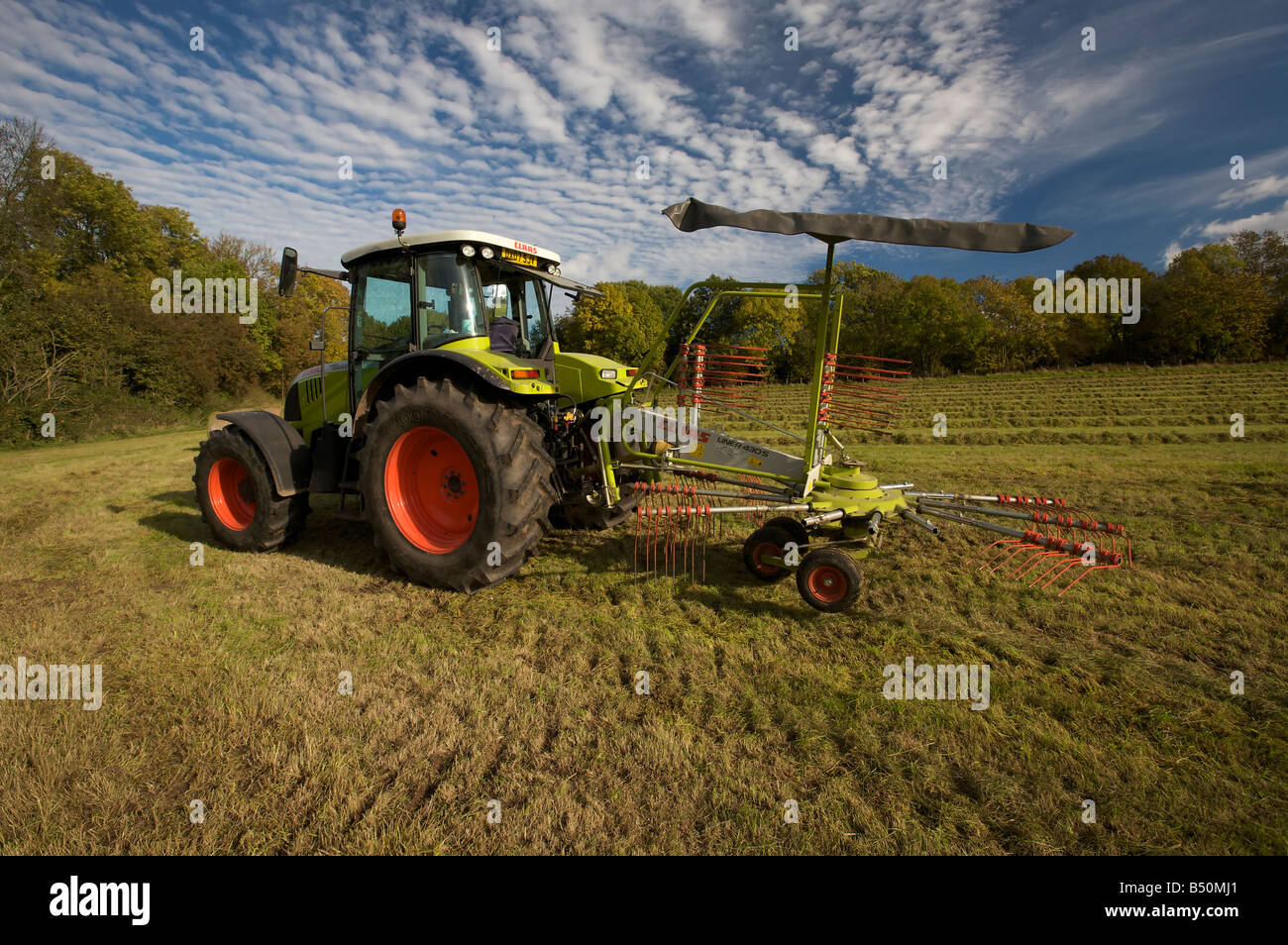 Claas Ares 697 ATZ rowing up a silage crop UK Stock Photo - Alamy
