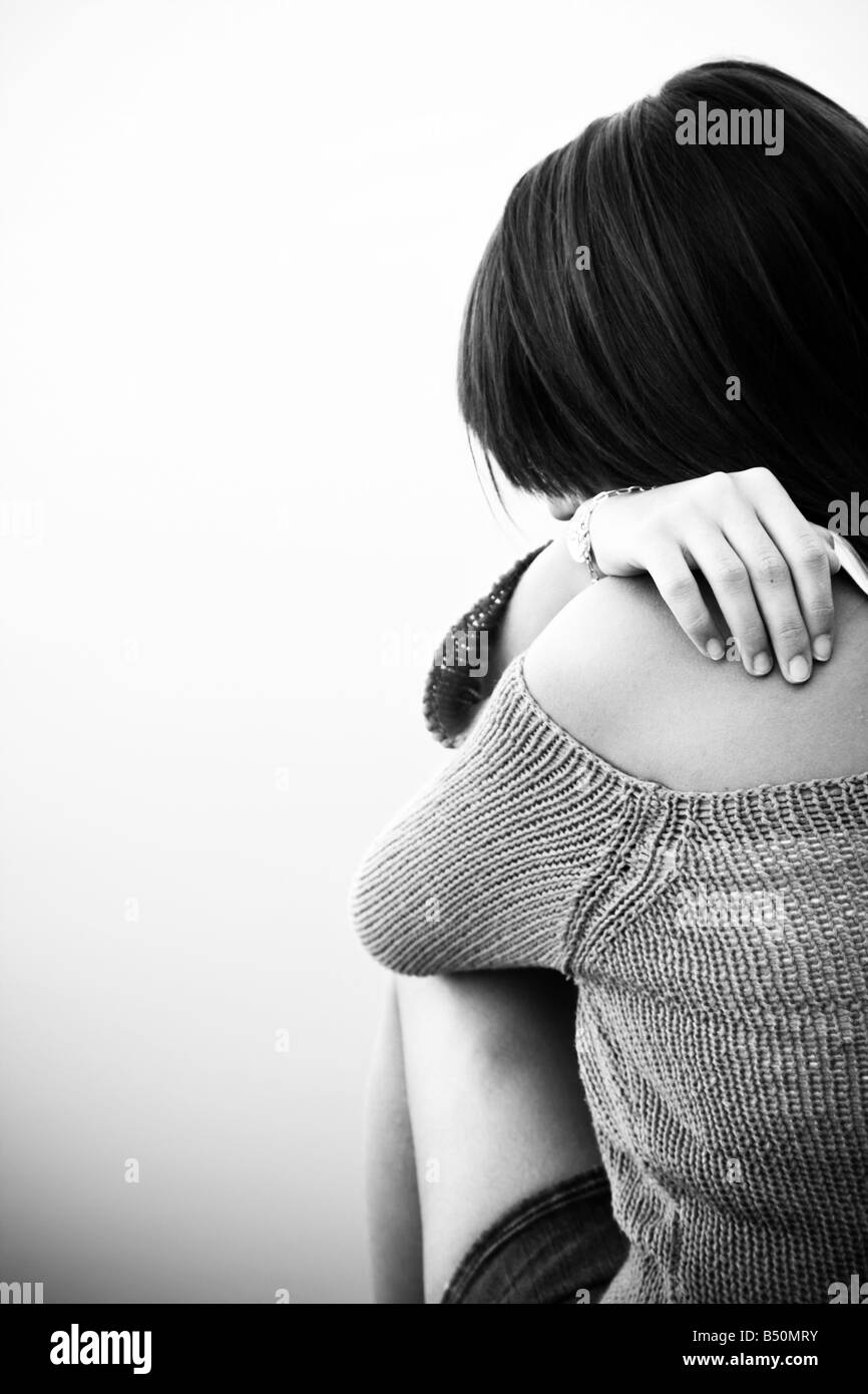 Young woman back portrait isolated on white Stock Photo - Alamy