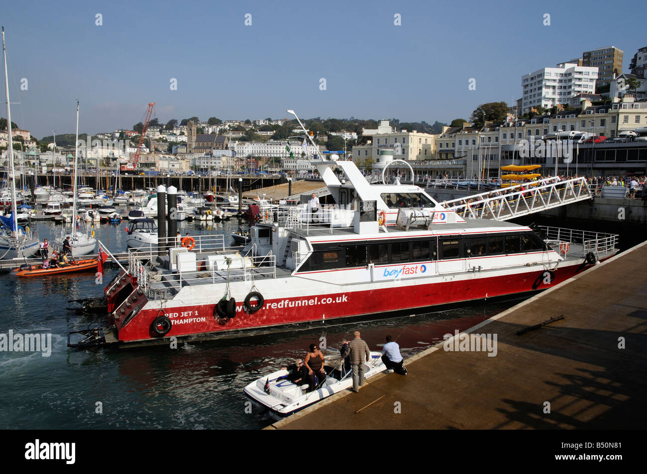 Torquay seaside town on English Riviera Devon England Boating marina on ...