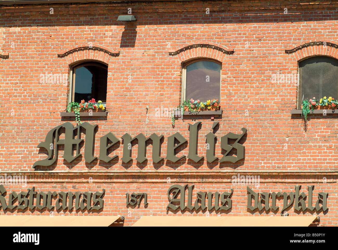 old red clinker house restaurant hotel Memelis in town Klaipeda at the ...