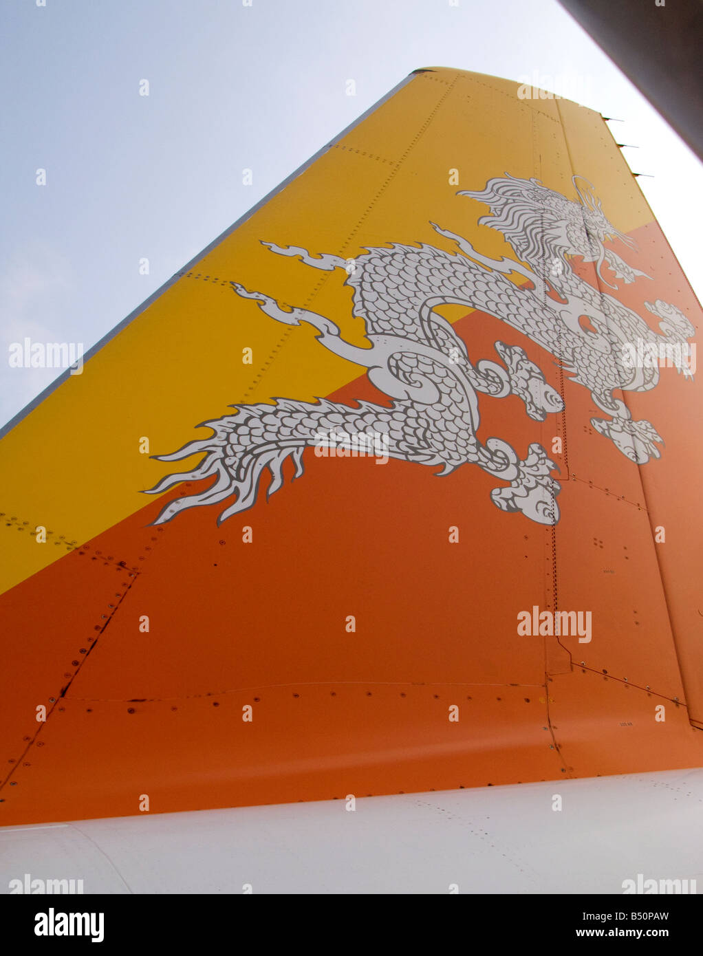 Airplane tail design on Druk Air, Paro International Airport, Bhutan ...