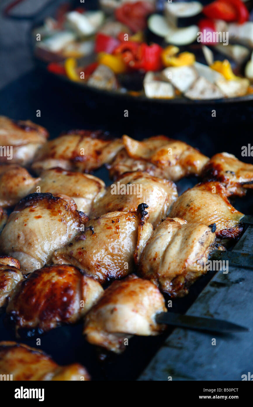 Sep 2008 - Shishlik grilled chicken Moscow Russia Stock Photo - Alamy