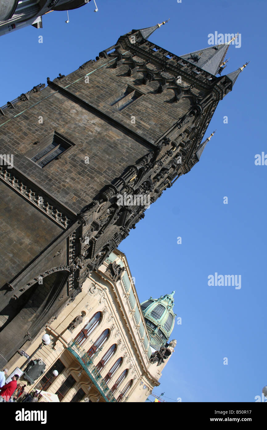 Mightiness Gun powder tower at the Opera theatre Prague Czech Stock ...