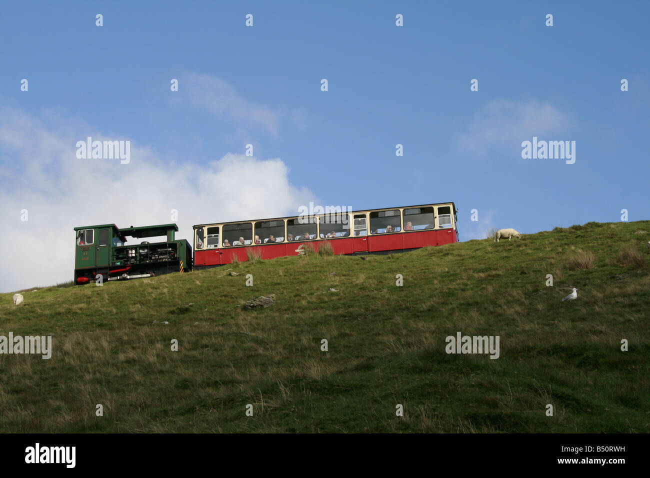 the snowdon mountain railway tourist train, wales Stock Photo - Alamy