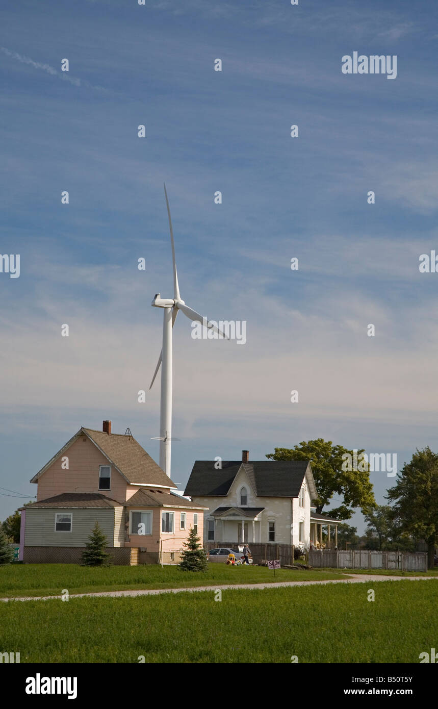 Wind Turbines Near Farm House Stock Photo - Alamy