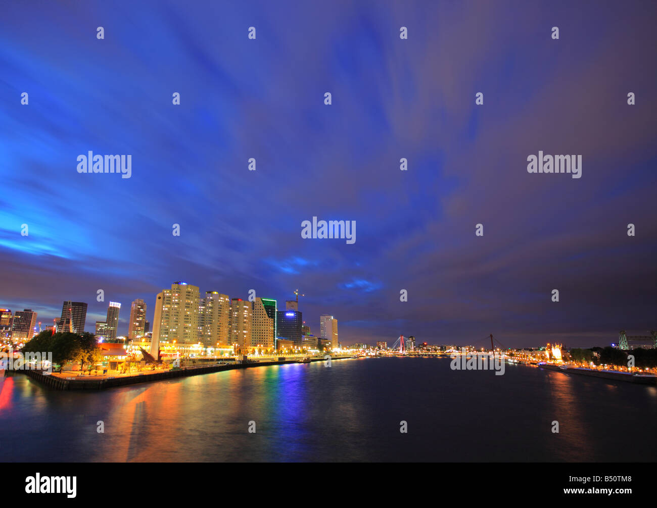Rotterdam skyline at night Stock Photo - Alamy
