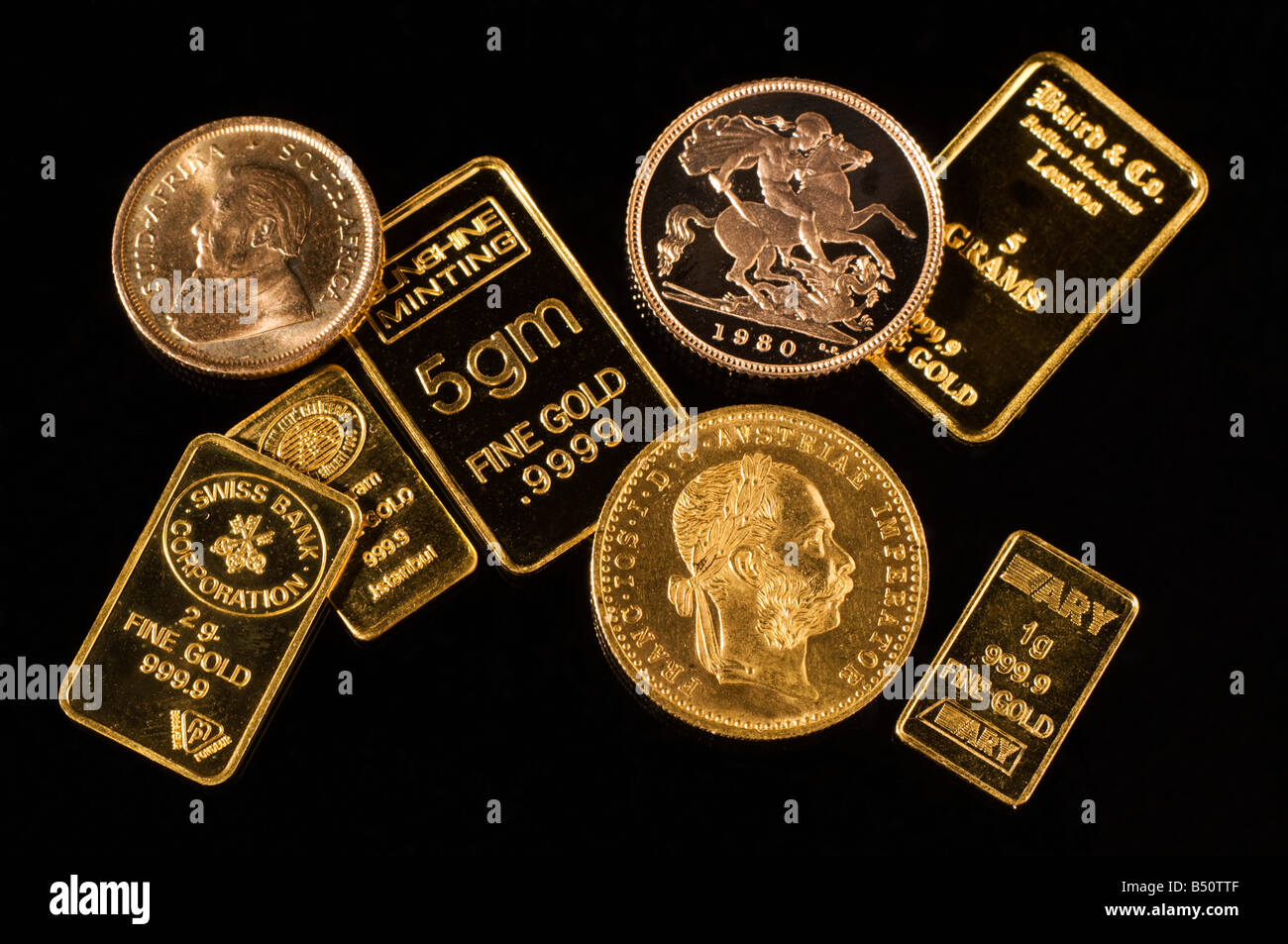 Gold Bullion in small bars and coins. Including Half Sovereign ...
