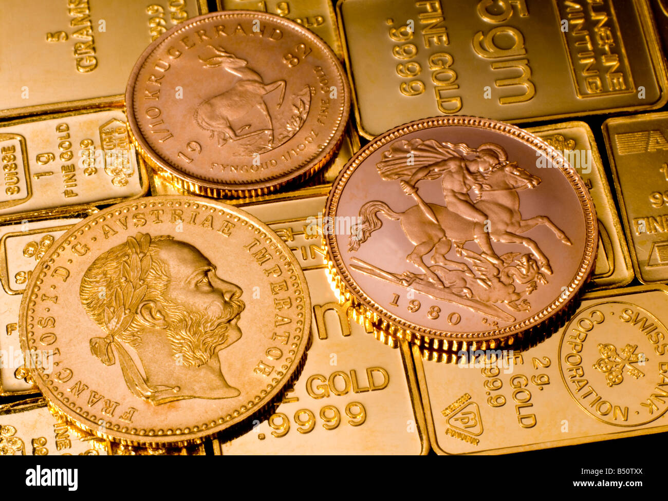 Gold bullion bars ingots coins hi-res stock photography and images - Alamy
