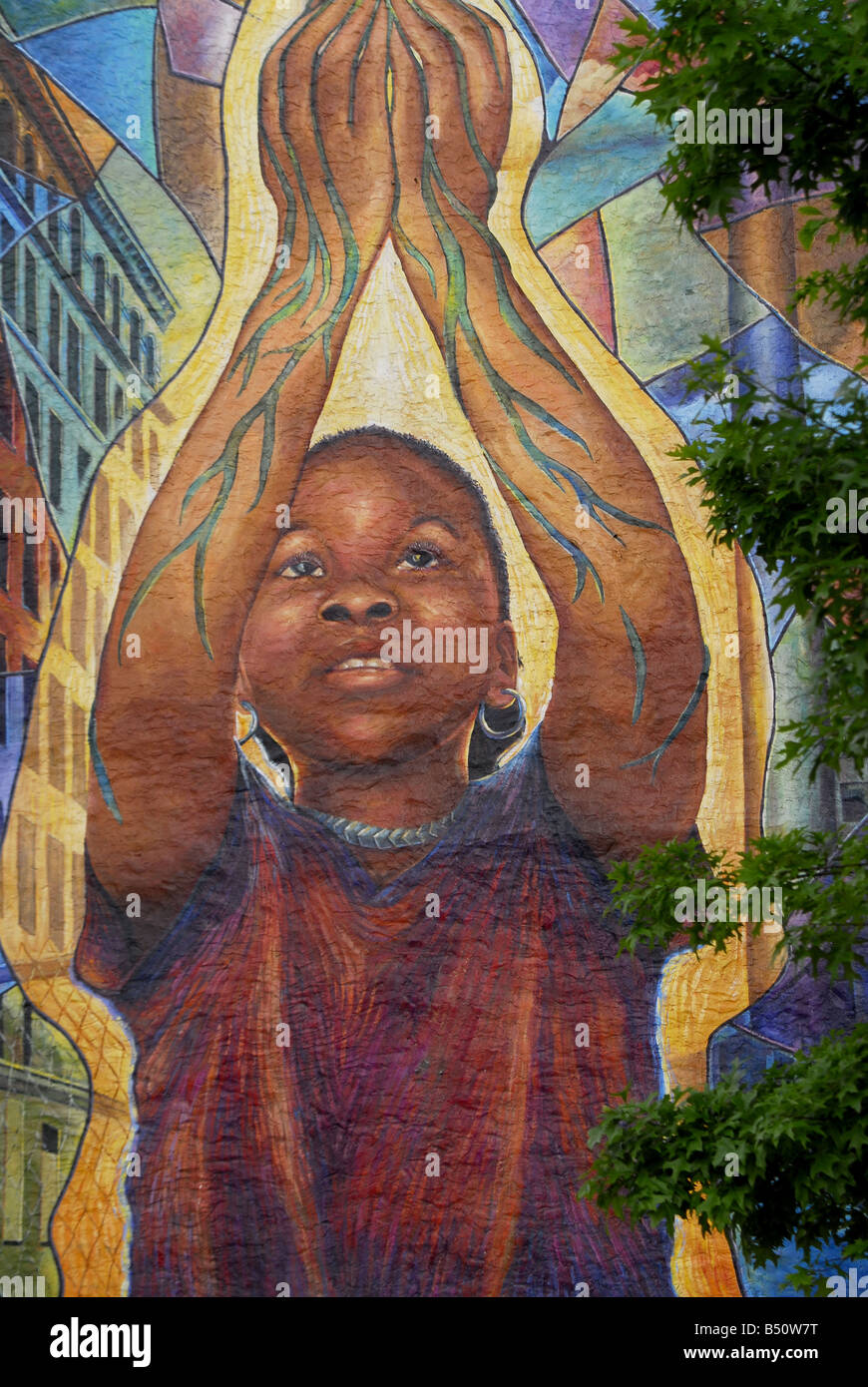 Public spaces building mural (close-up), Philadelphia, Pennsylvania ...
