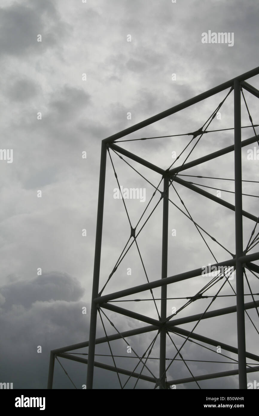 tubular structure on modern office block architecture design Stock ...