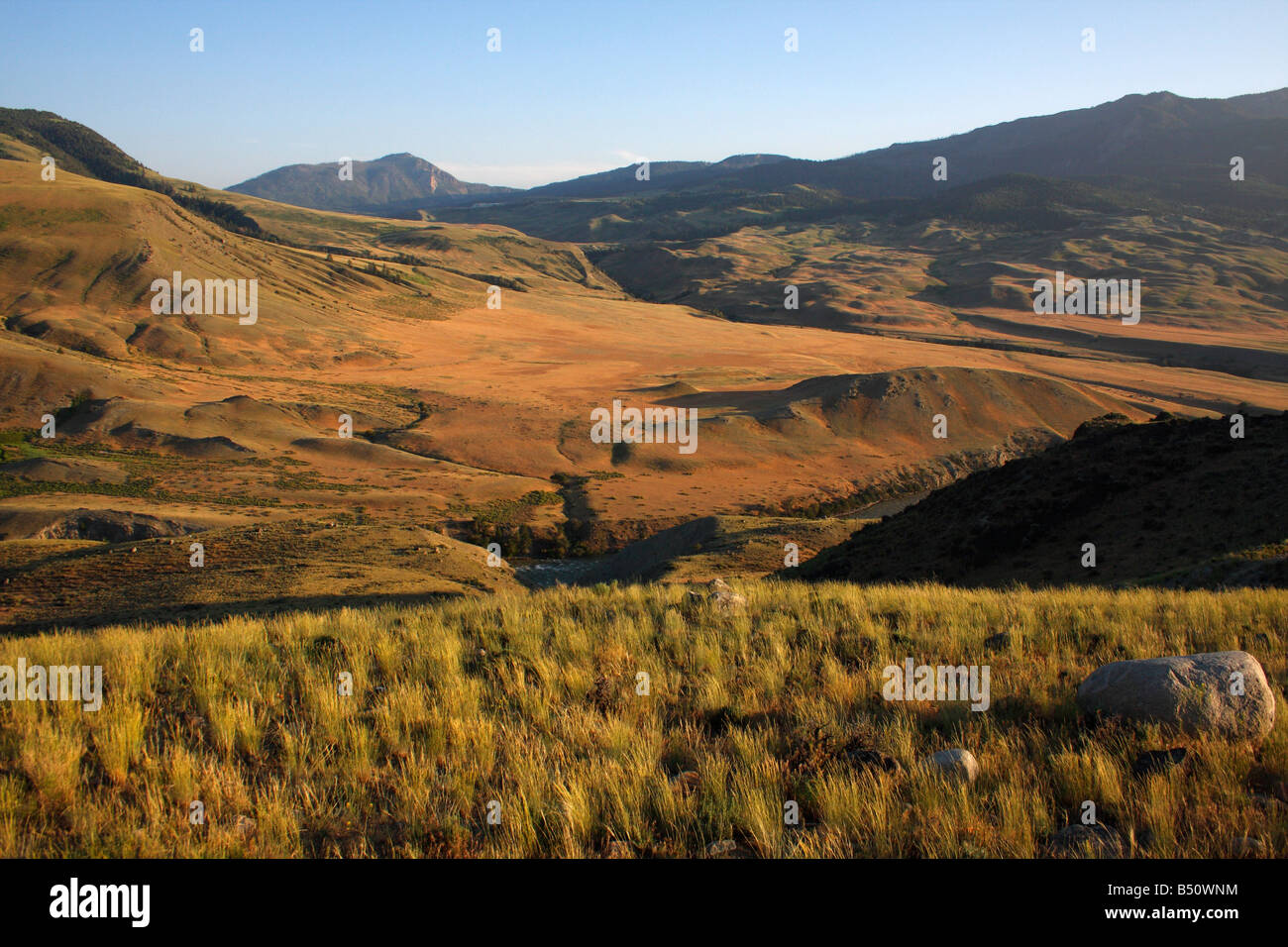 North Yellowstone landscape from hills above Gardiner Montana ...