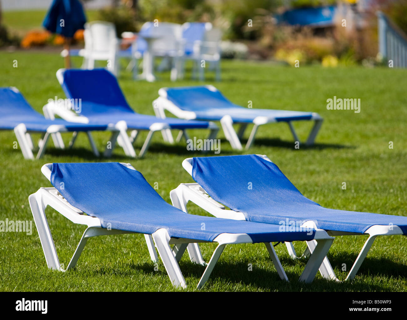 Empty lounge chairs Stock Photo - Alamy