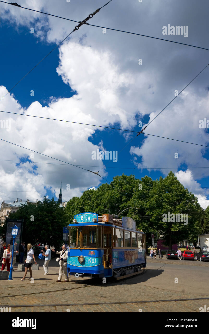 Sightseeing tram in Riga Stock Photo - Alamy
