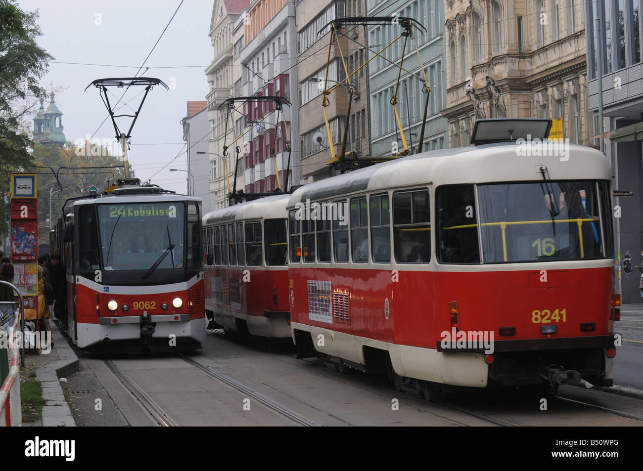 Tramway on Vysehradska street, Charles Square, Prague, Czech Republic Stock Photo - Alamy