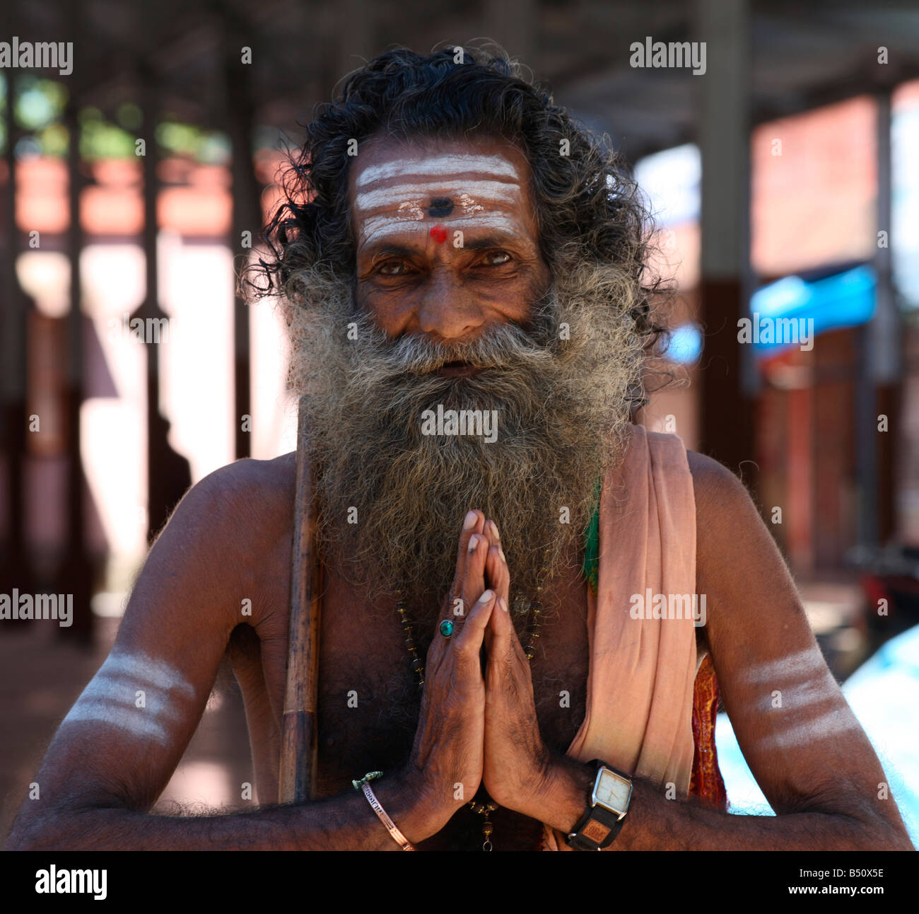 An Indian saint greeting Stock Photo - Alamy