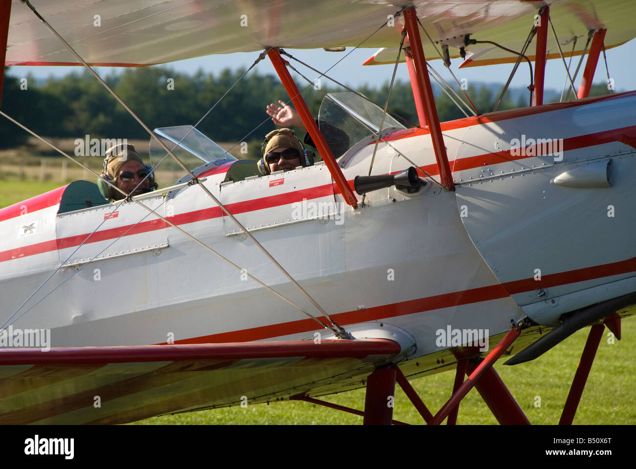 Pilots aboard Stampe SV4C aircraft G-OODE Stock Photo - Alamy
