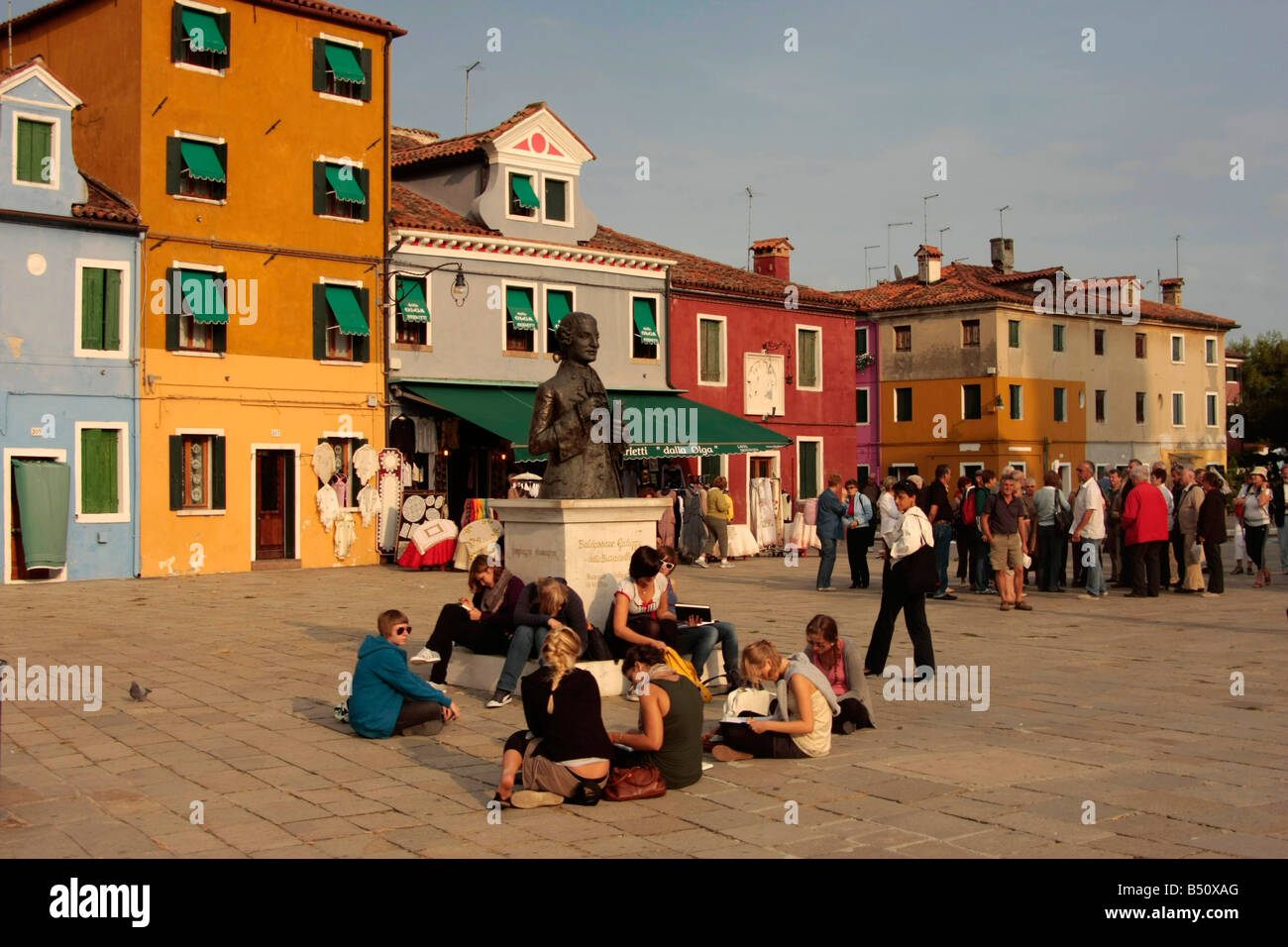 Burano Island famous for the colourful painted homes Venetian Lagoon ...